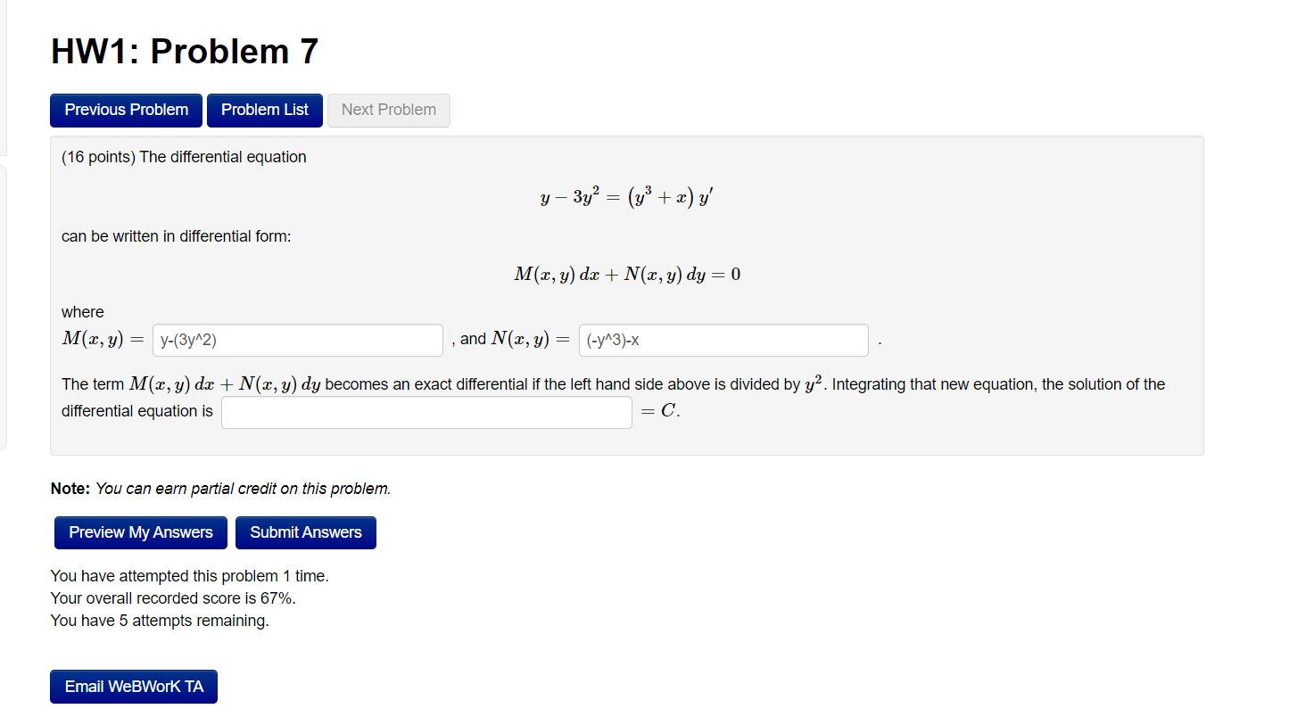 Solved HW1: Problem 7 Previous Problem Problem List Next | Chegg.com