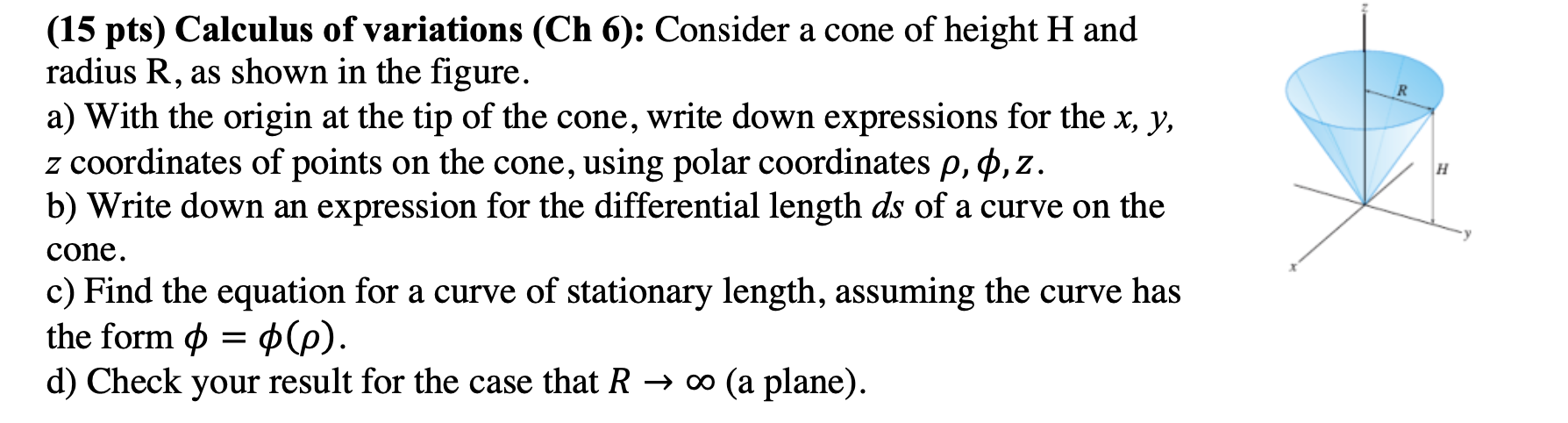 Solved (15 pts) Calculus of variations (Ch 6): Consider a | Chegg.com