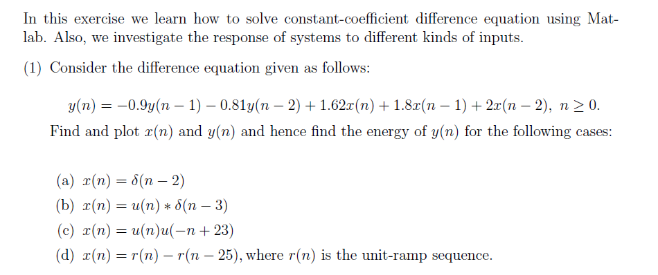 Solved In this exercise we learn how to solve | Chegg.com