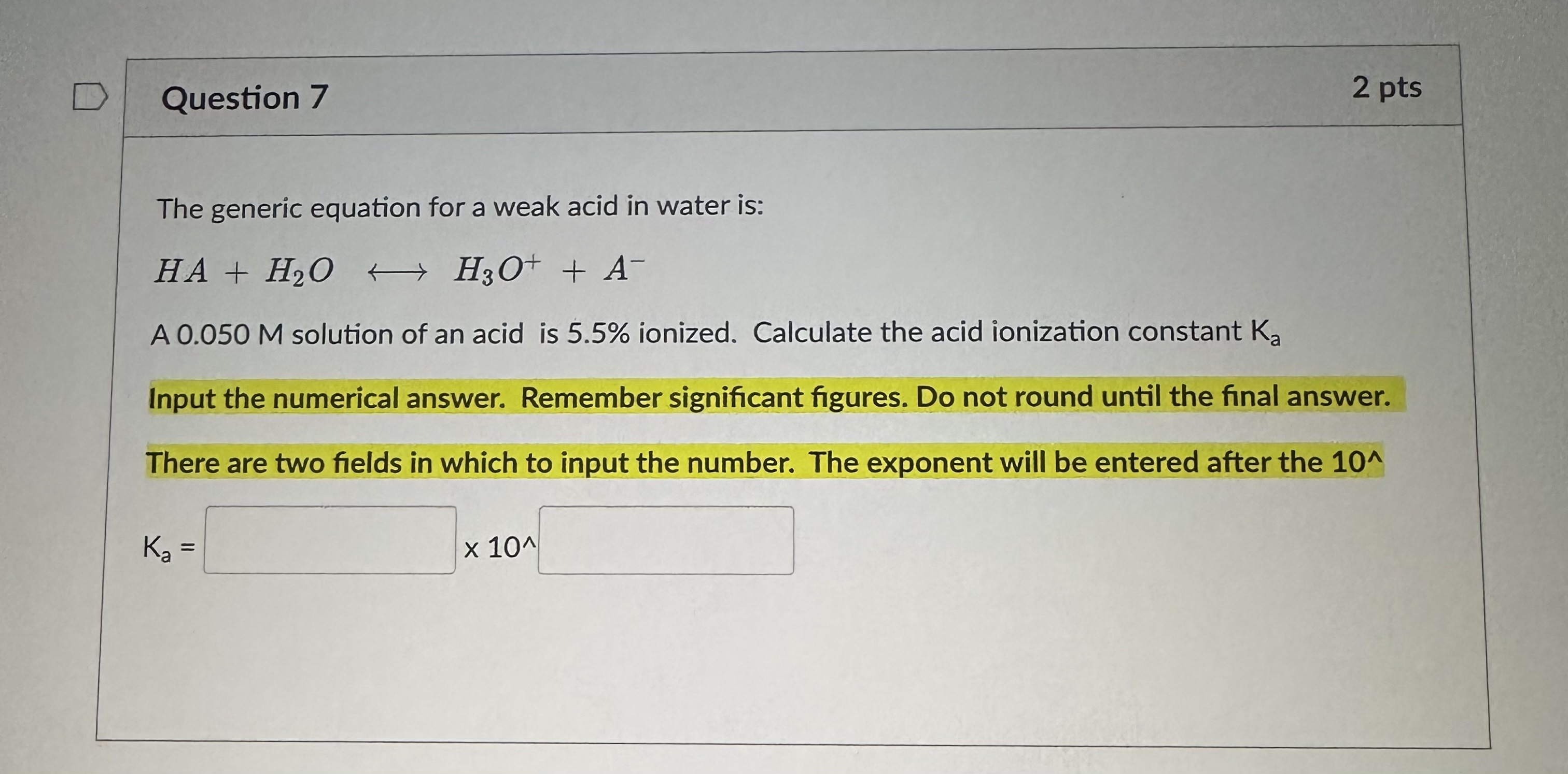 Solved The generic equation for a weak acid in water is: | Chegg.com