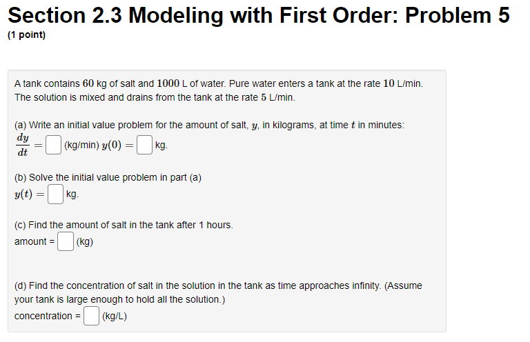 Solved Section 2 3 Modeling With First Order Problem 5 1