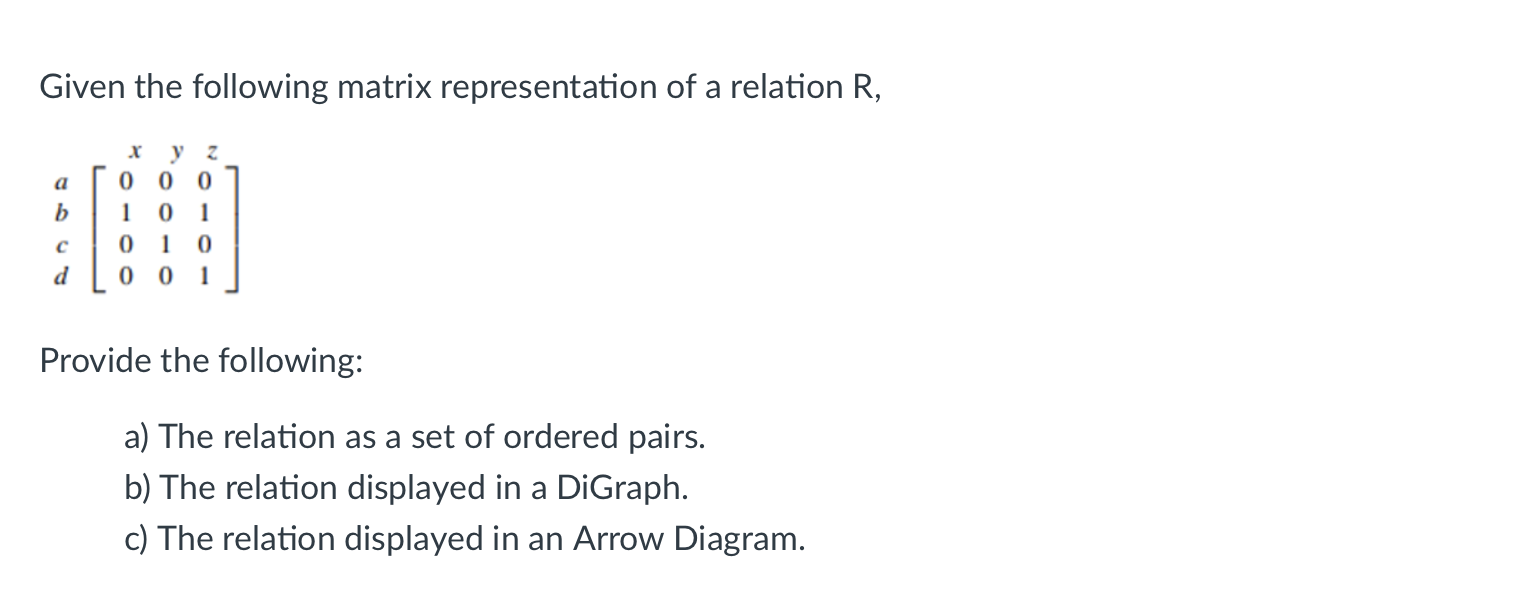 Solved Given the following matrix representation of a | Chegg.com