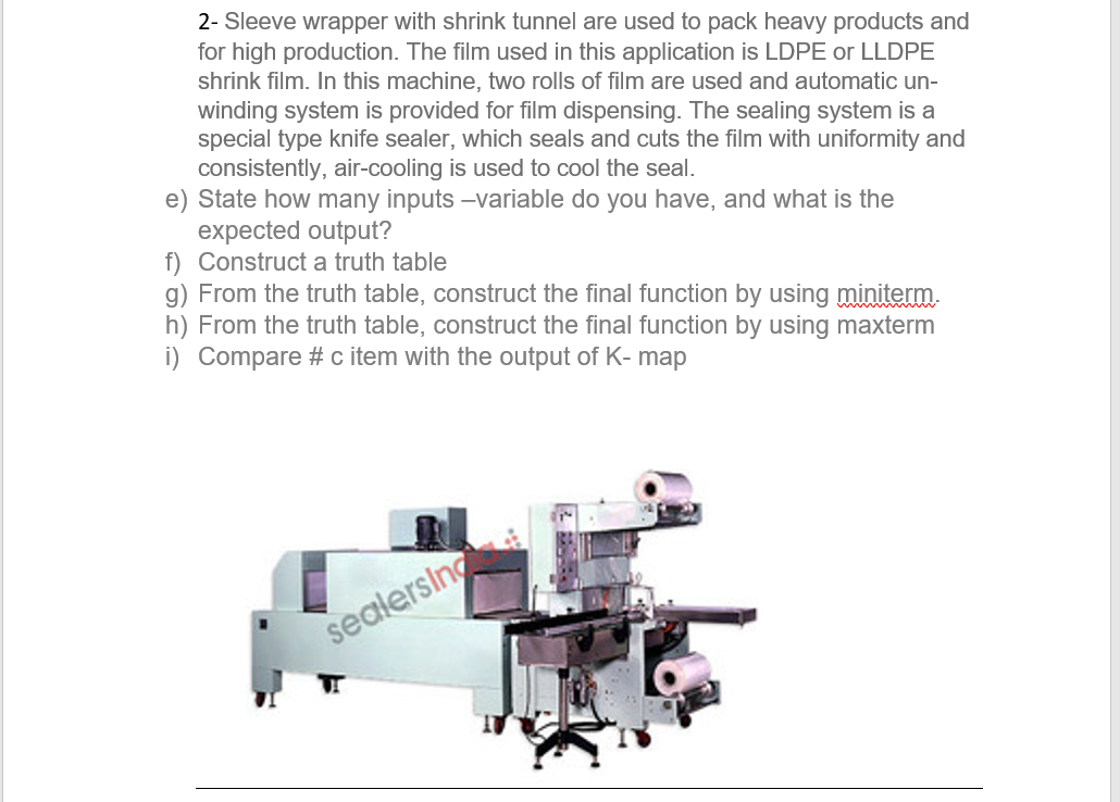 Solved 2- Sleeve wrapper with shrink tunnel are used to pack | Chegg.com