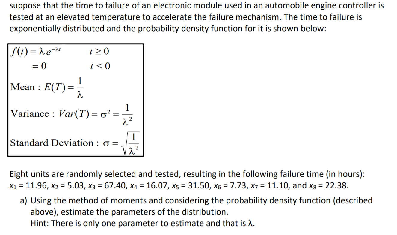 Solved suppose that the time to failure of an electronic | Chegg.com