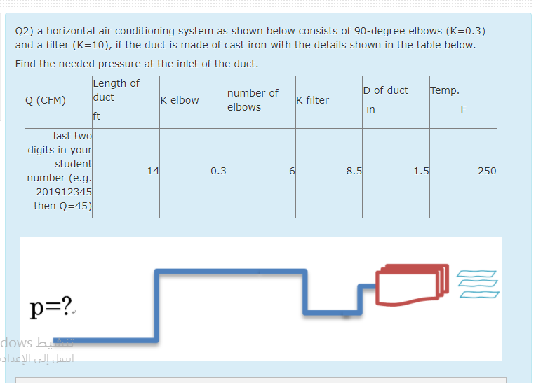 Solved Q2) a horizontal air conditioning system as shown | Chegg.com