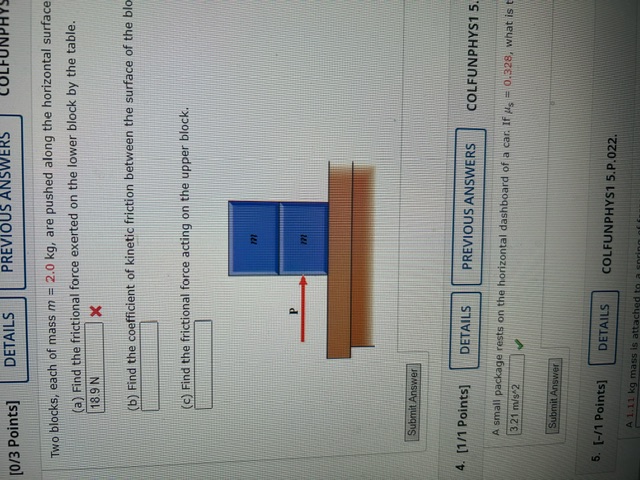 Solved Two blocks, each of mass m = 2.0 kg, are pushed along | Chegg.com