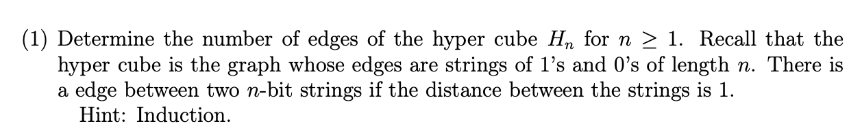 Solved (1) Determine the number of edges of the hyper cube | Chegg.com