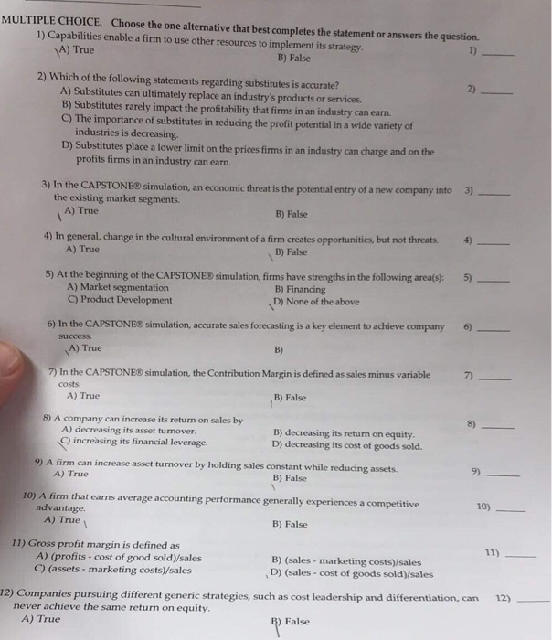 Solved MULTIPLE CHOICE Choose the one alternative that best | Chegg.com