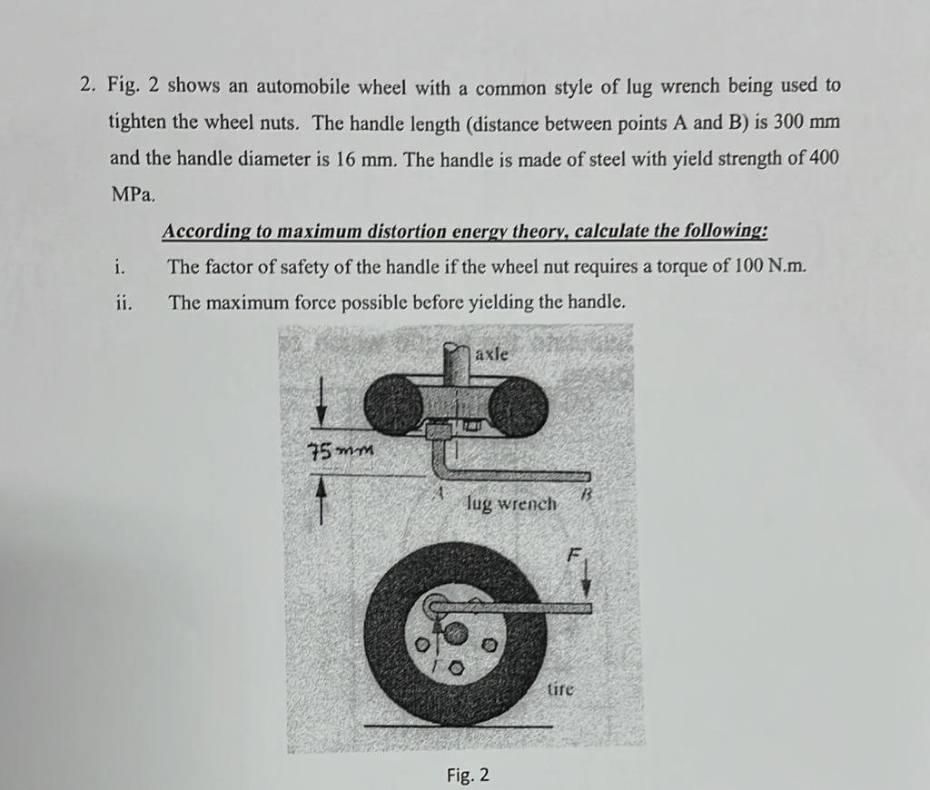 Solved 2. Fig. 2 shows an automobile wheel with a common | Chegg.com