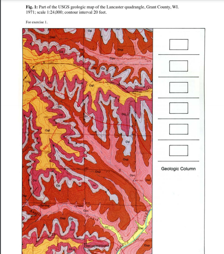 Solved Exercise 1 - Geologic Map of Lancaster, Wisconsin See | Chegg.com