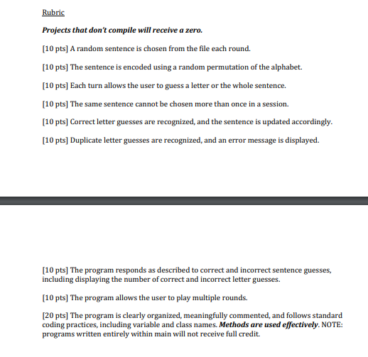 Project 3: Sentence Decoder Game Your task is to | Chegg.com