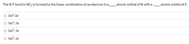 Solved The geometry of NF3 is trigonal pyramidal O bent | Chegg.com