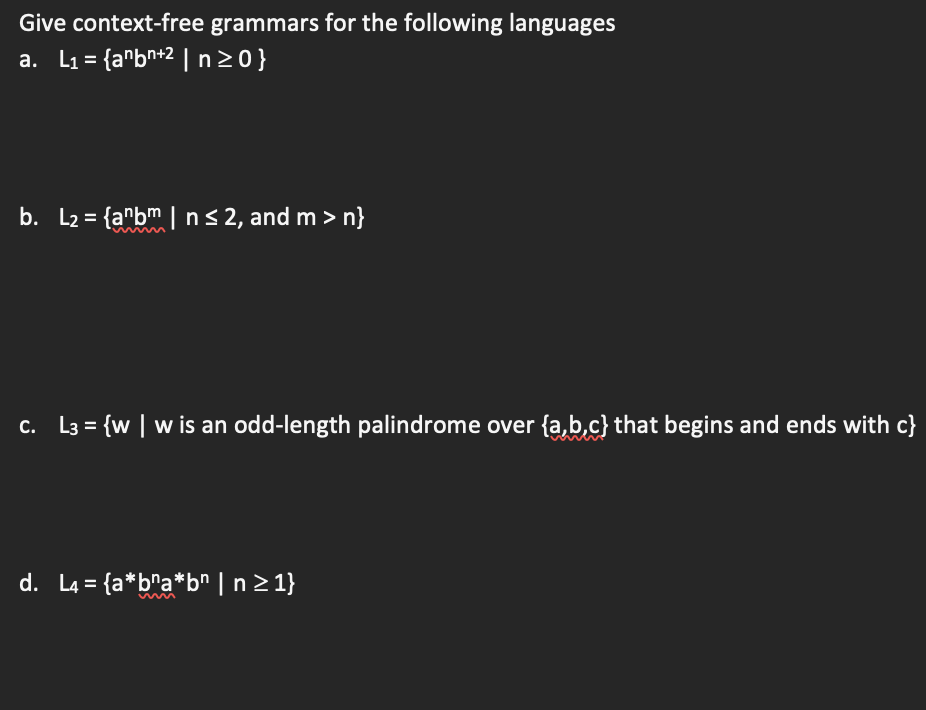 Solved Give context-free grammars for the following | Chegg.com