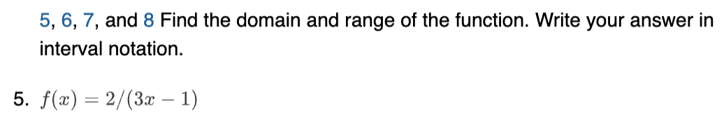 Solved 5,6,7, and 8 Find the domain and range of the | Chegg.com
