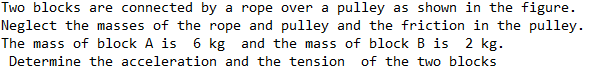 Solved Two blocks are connected by a rope over a pulley as | Chegg.com