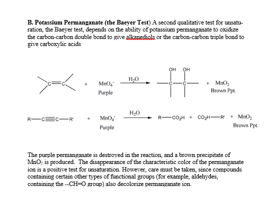 Solved Alkene (Unsaturation) Classification Tests Two common | Chegg.com