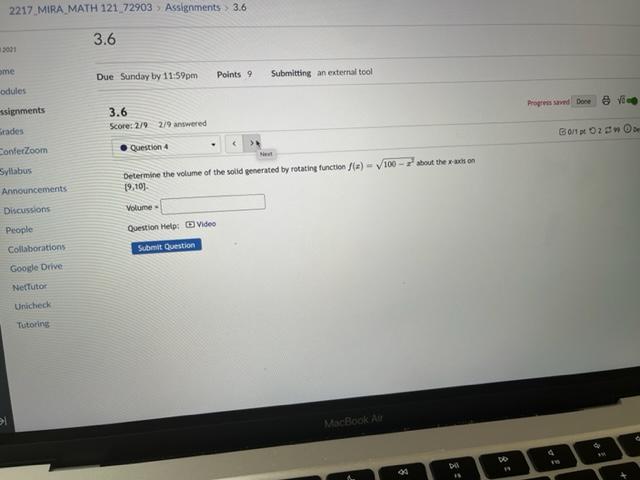Solved 2217 MIRA MATH 121 72903) Assignments 3.6 3.6 ome Due | Chegg.com
