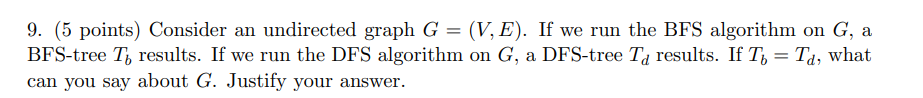 Solved 9 5 Points Consider An Undirected Graph Gve 