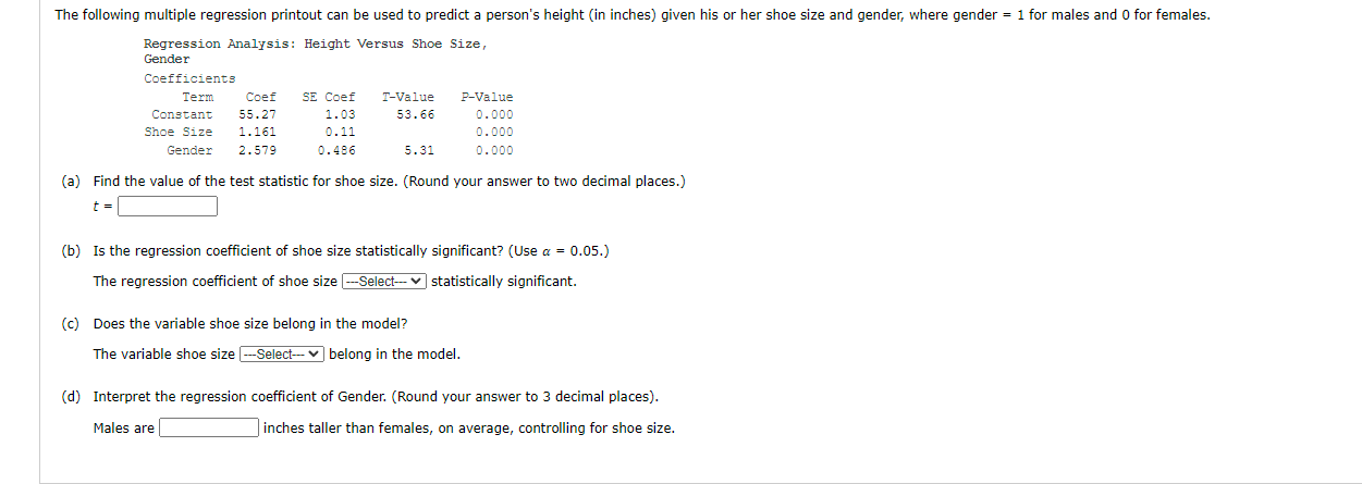 Solved The following multiple regression printout can be | Chegg.com