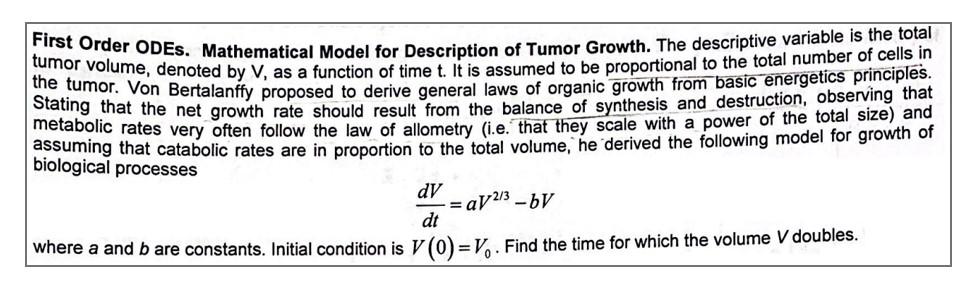 Solved First Order ODEs. Mathematical Model for Description | Chegg.com