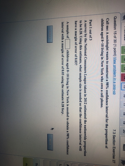 Solved Question 15 of 30 (1 point) View problem in a pop-up | Chegg.com