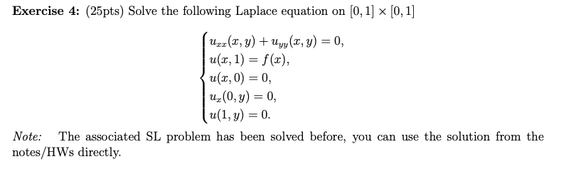 Solved Exercise 4: (25pts) Solve the following Laplace | Chegg.com