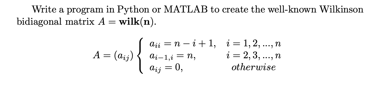 Solved Write a program in Python or MATLAB to create the | Chegg.com