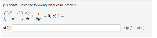 Solved (10 points) Solve the following initial value | Chegg.com