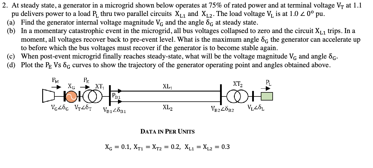 Solved 2. At steady state, a generator in a microgrid shown | Chegg.com