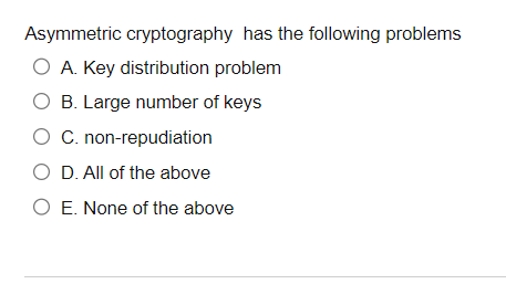 Solved Asymmetric cryptography has the following problems A. | Chegg.com