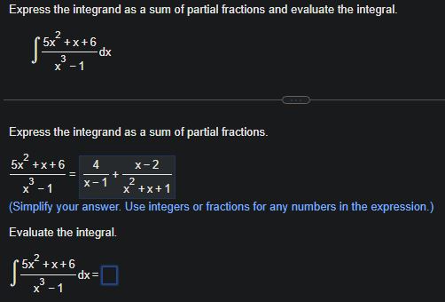 Solved Express the integrand as a sum of partial fractions | Chegg.com