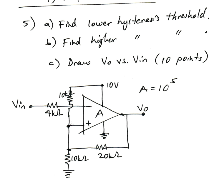 Solved a) Find lower hysteresis threshold b) Find higher c) | Chegg.com