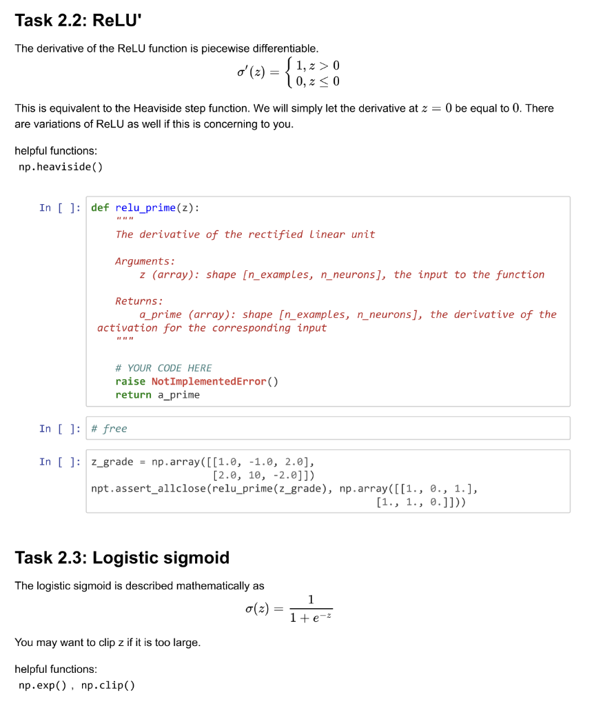 Solved Task 2 Defining Activation Functions And Their 7115