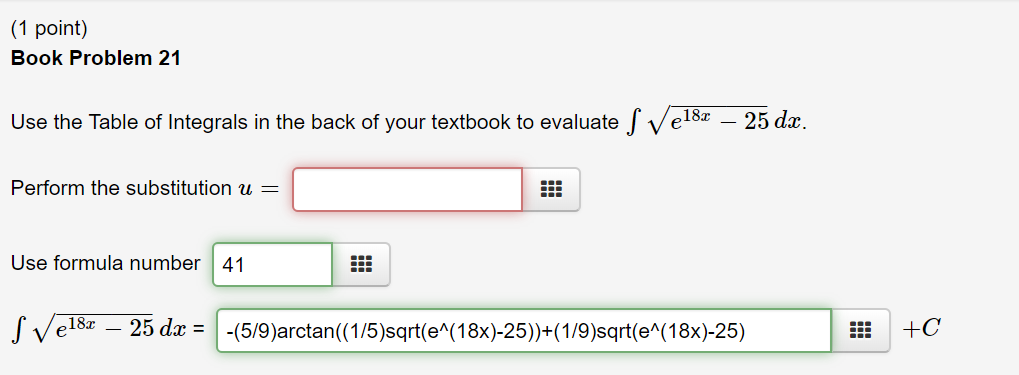 Solved (1 point) Book Problem 17 x?dx Use the Table of | Chegg.com