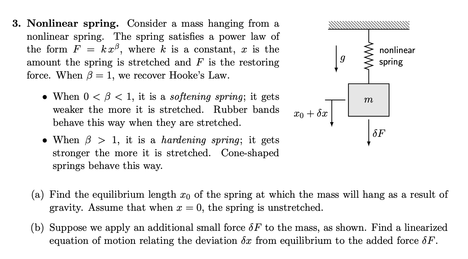 Solved Nonlinear spring. Consider a mass hanging from a | Chegg.com Solved Nonlinear spring. Consider a mass hanging from a | Chegg.com