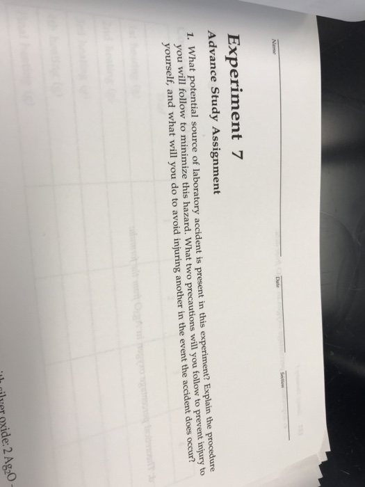 Date Experiment 7 Advance Study Assignment 1. What | Chegg.com