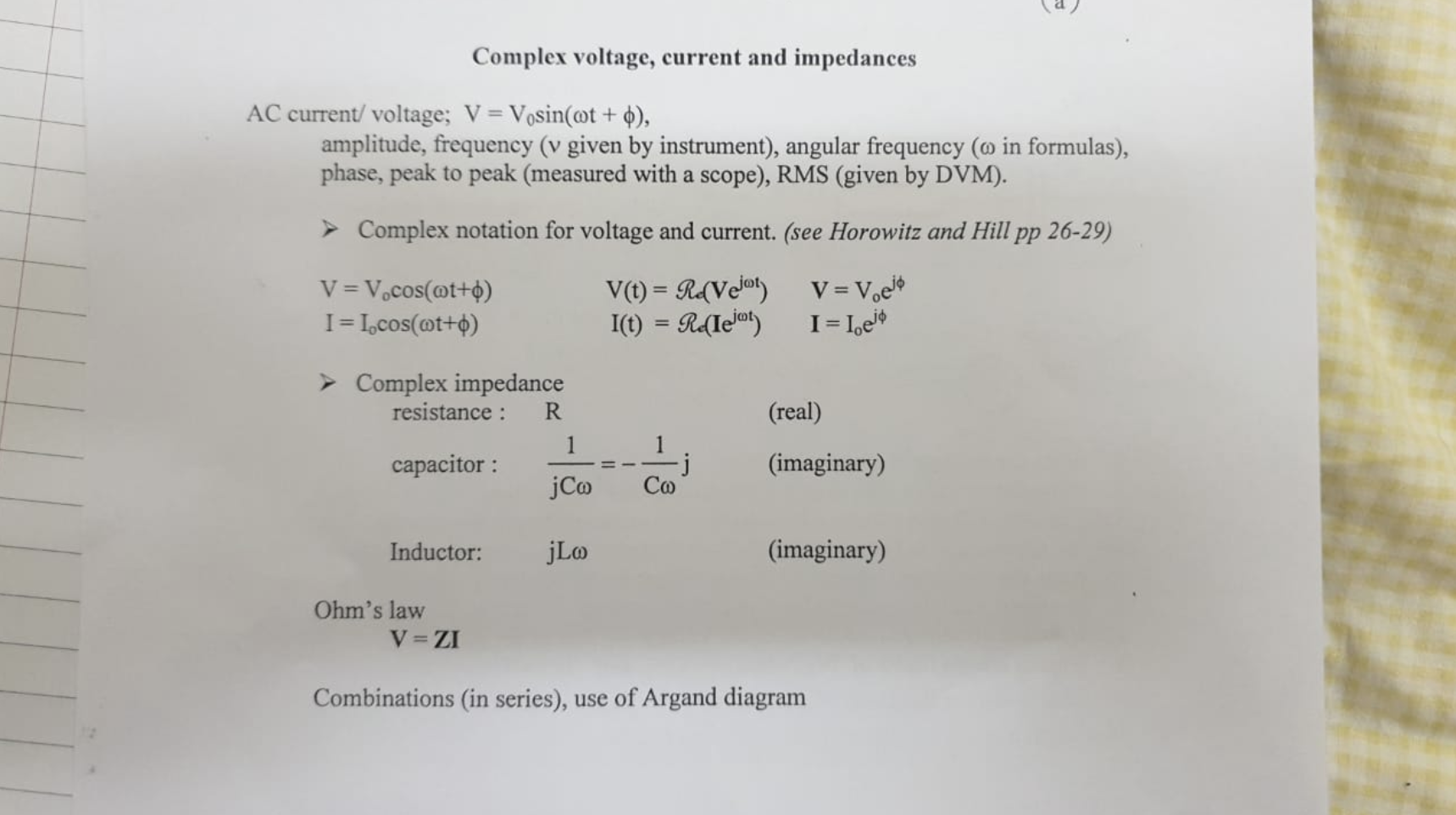 Solved Complex voltage, current and impedances AC current/ | Chegg.com