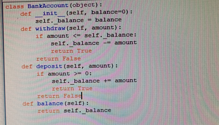 Solved Problem 1: Develop a class BankAccount that supports | Chegg.com