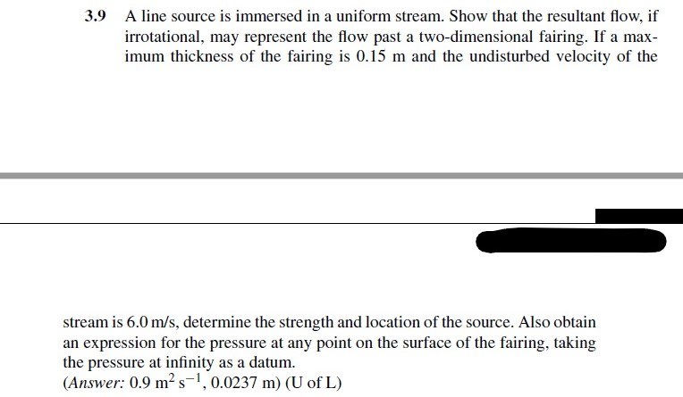 Solved 3.9 A line source is immersed in a uniform stream. | Chegg.com