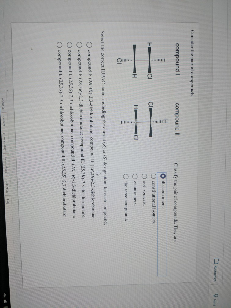Solved Resources Hint Consider the pair of compounds | Chegg.com