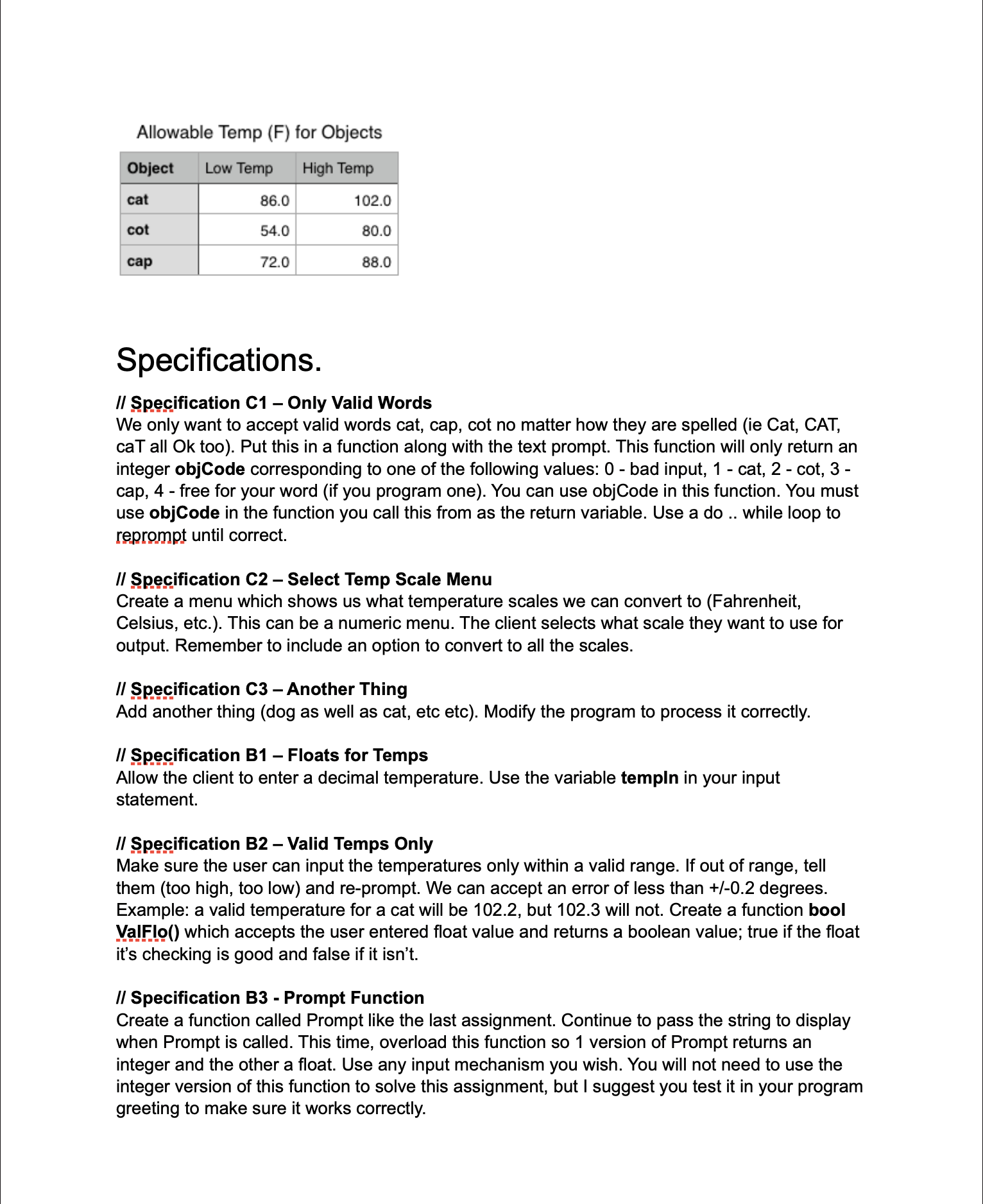 Solved Cat, Cot, Cap Temperature Calculator Problem. Your | Chegg.com