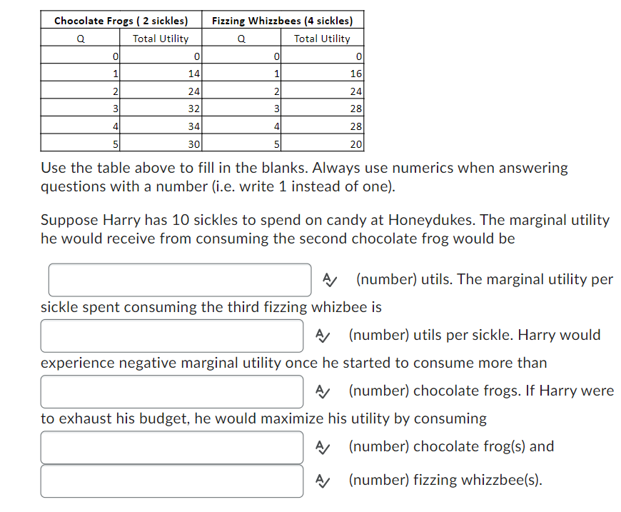 Solved Use the table above to fill in the blanks. Always use | Chegg.com