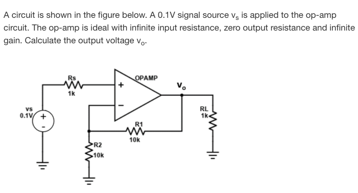 Solved A circuit is shown in the figure below. A 0.1V signal | Chegg.com