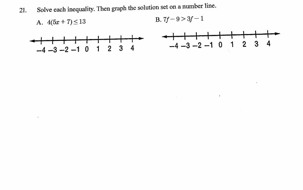 Solved 21. Solve each inequality. Then graph the solution | Chegg.com
