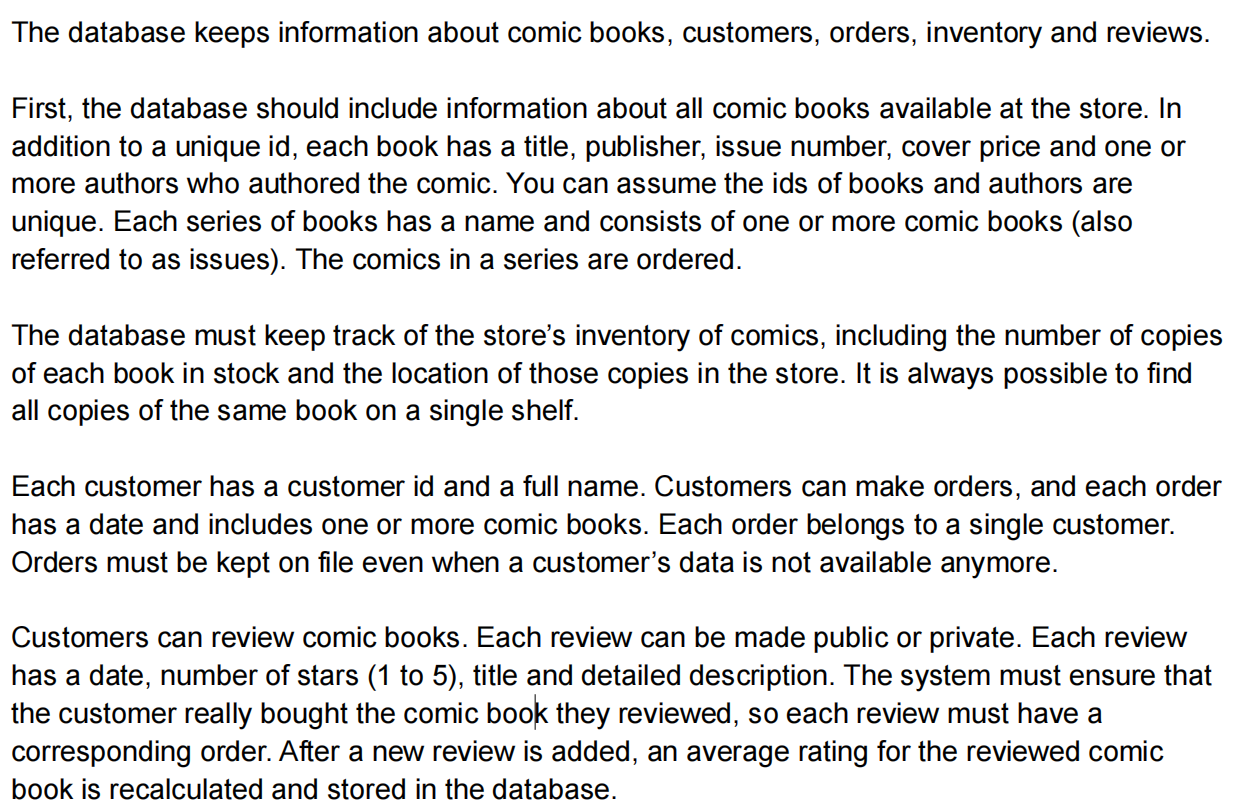 Solved The database keeps information about comic books, | Chegg.com