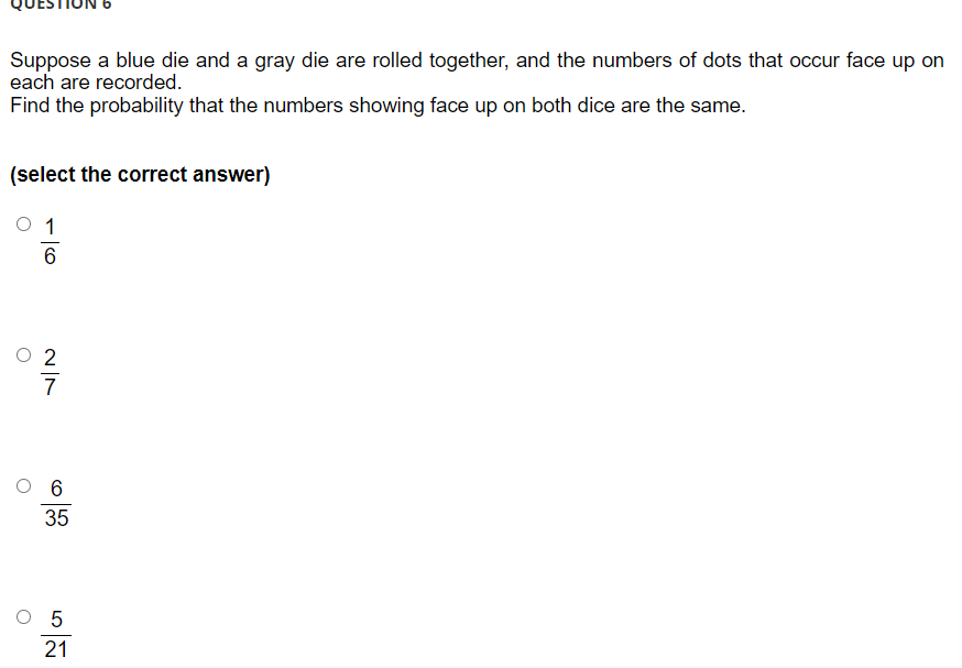 Solved Suppose a blue die and a gray die are rolled | Chegg.com