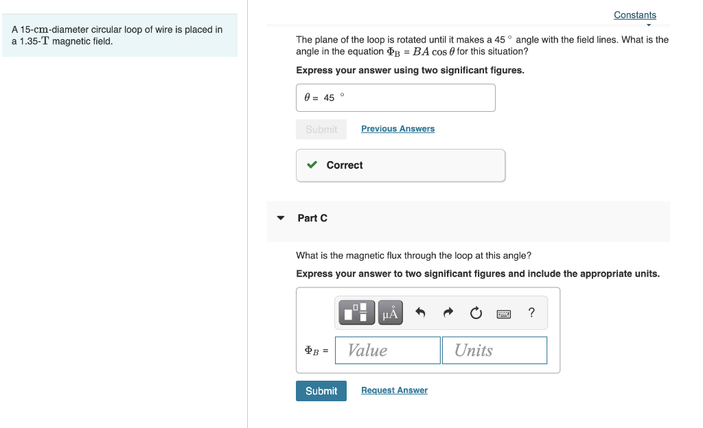Solved Constants A 15-cm-diameter circular loop of wire is | Chegg.com