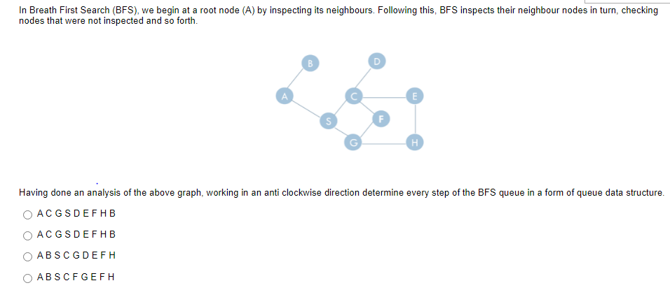 Solved In Breath First Search (BFS), we begin at a root node | Chegg.com