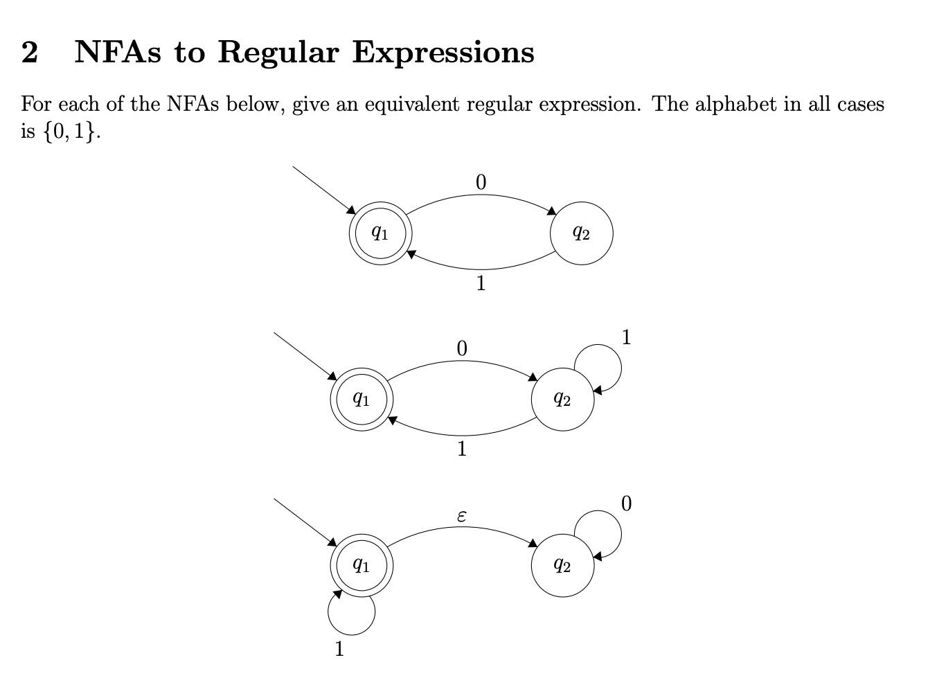 Solved 2 NFAs to Regular Expressions For each of the NFAs | Chegg.com