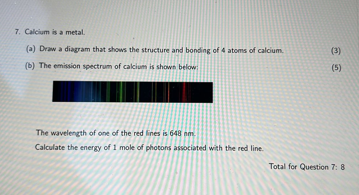 Solved 7. Calcium is a metal. (a) Draw a diagram that shows | Chegg.com